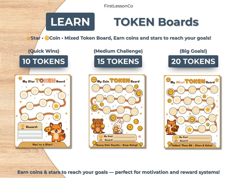 Token and Star Animal Theme Reward Chart : Classroom & Home Behavior ...
