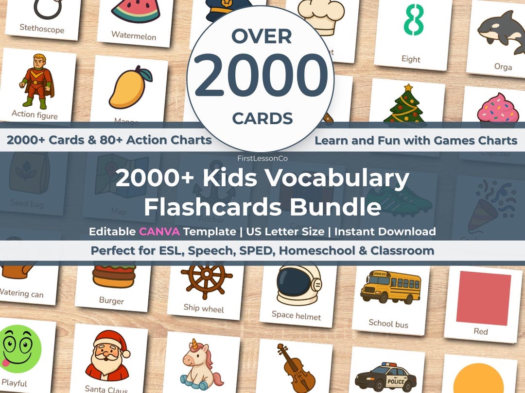 Kids Vocabulary Flashcards: ESL, SPED, Preschool Learning (editable ...