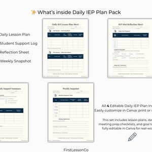 Daily IEP Plan Templates: Editable SPED Forms (printable PDF) - Etsy
