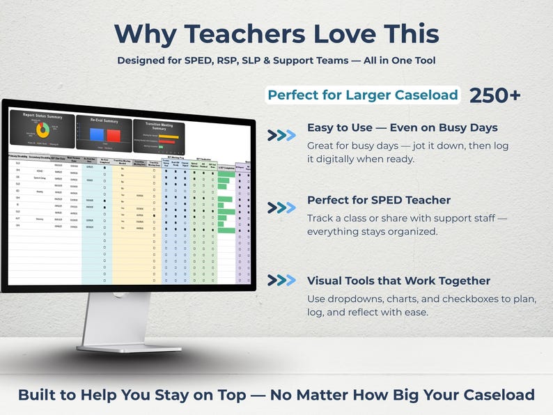 IEP Caseload Tracker PRO Google Sheet: Special Education, Re-eval ...