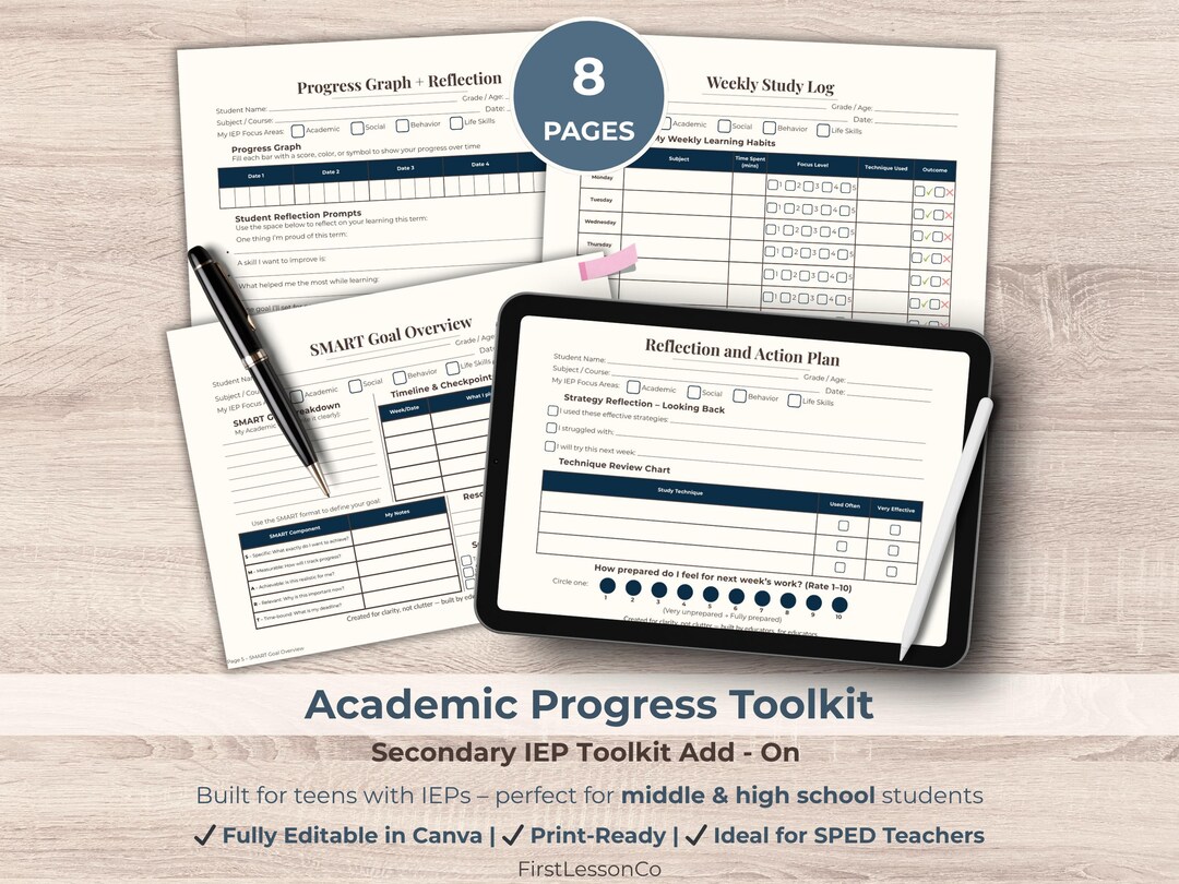 IEP Goal Tracker: Academic Progress Toolkit for Teens (editable PDF ...