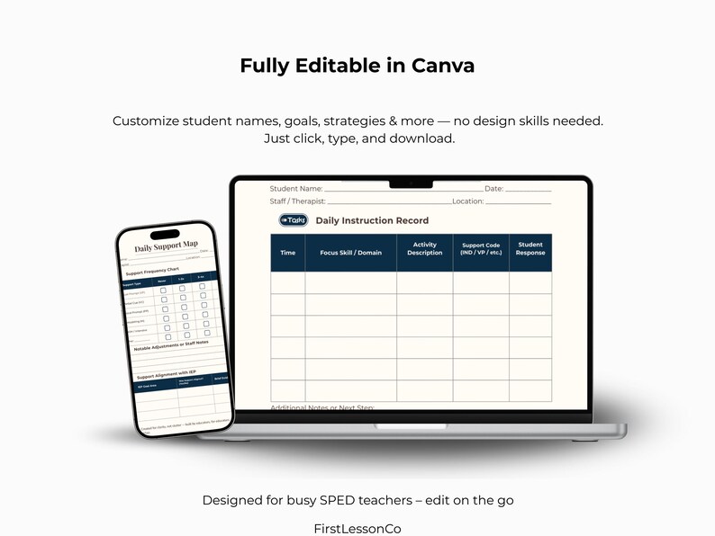 Editable Daily IEP Log: Special Education Support Tracker (printable ...