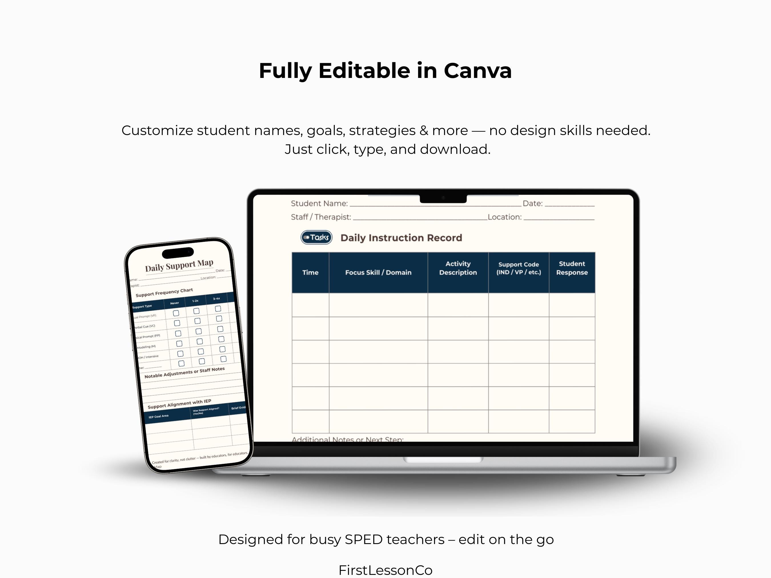 Editable Daily IEP Log: Special Education Support Tracker (printable ...