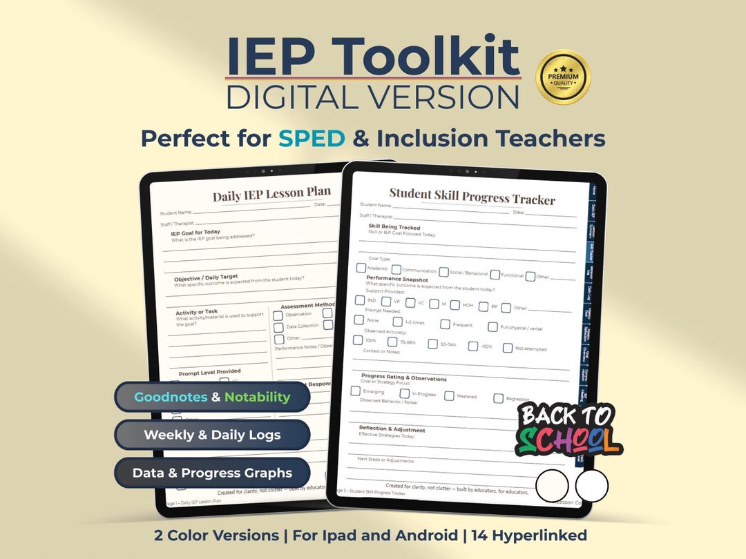 IEP Toolkit Digital Planner for SPED Teachers: Goals, Behavior Logs ...