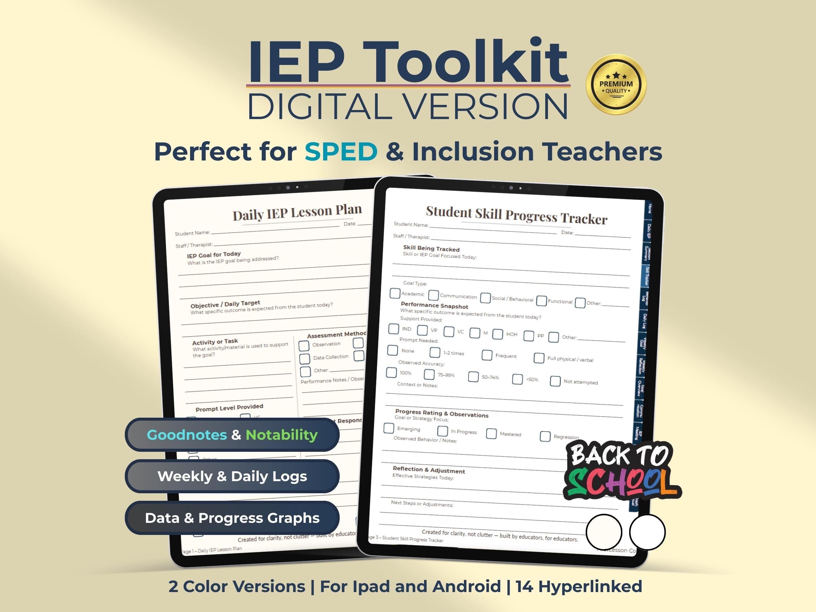 IEP Toolkit Digital Planner for SPED Teachers: Goals, Behavior Logs ...