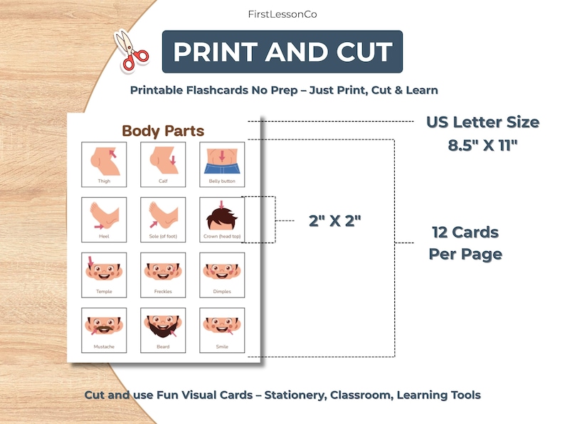 Body Parts Flashcards for Kids: ESL & Speech Therapy (digital Download ...