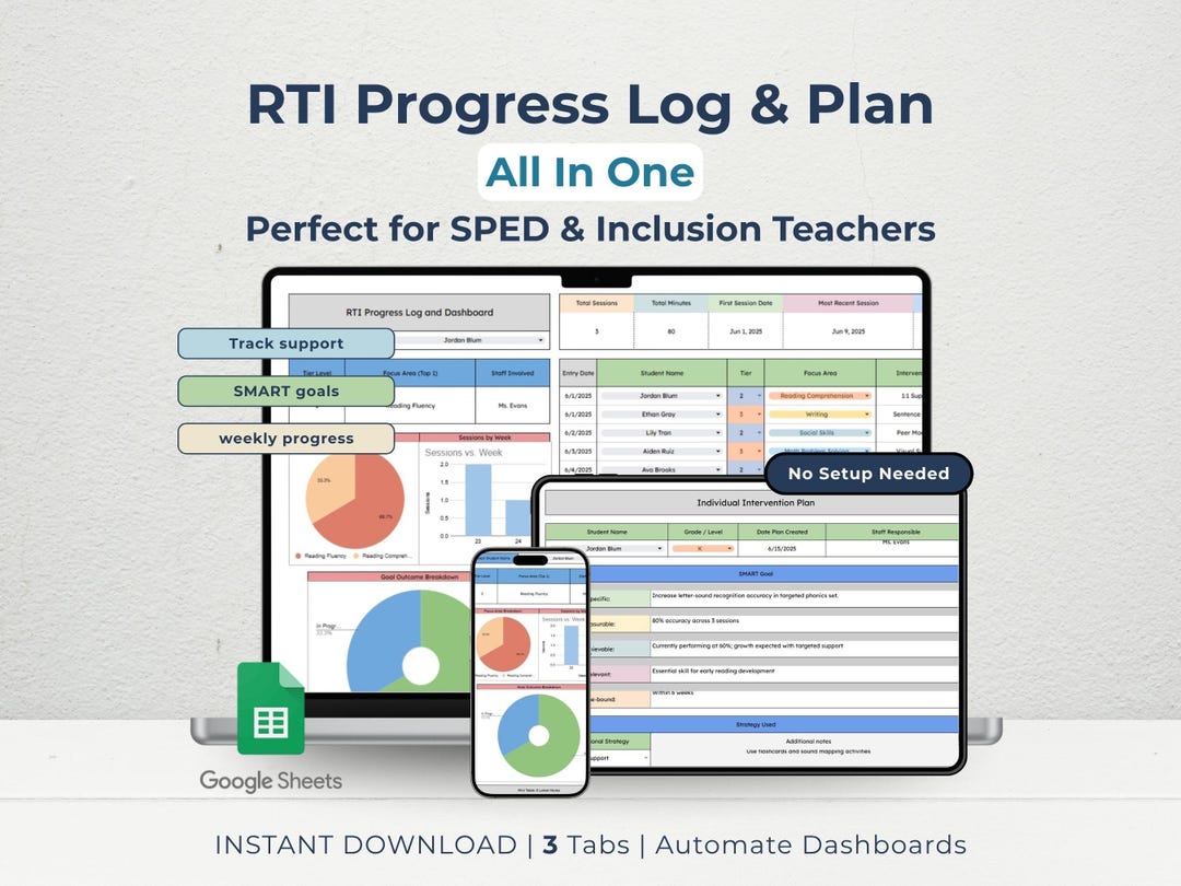 RTI Progress Log & Dashboard | Smart Goal Tracker, Weekly Plan Template ...