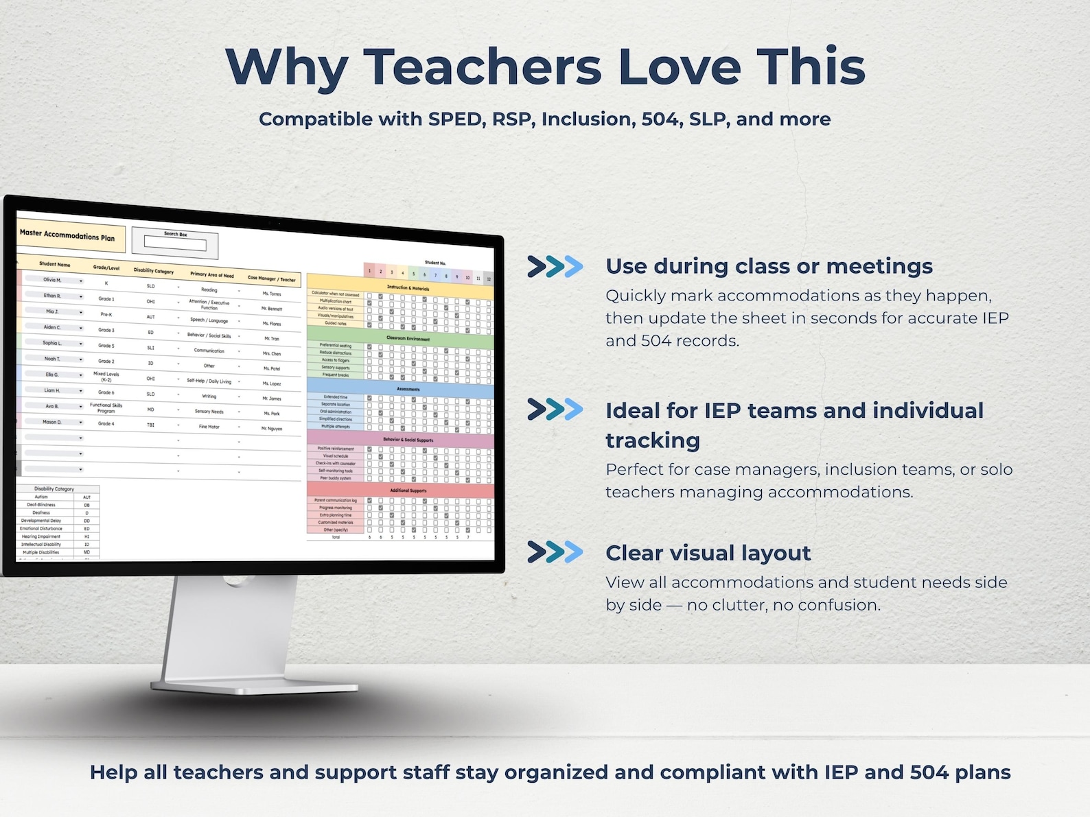 IEP 504 Accommodation Tracker: Special Education Plan Log (google ...