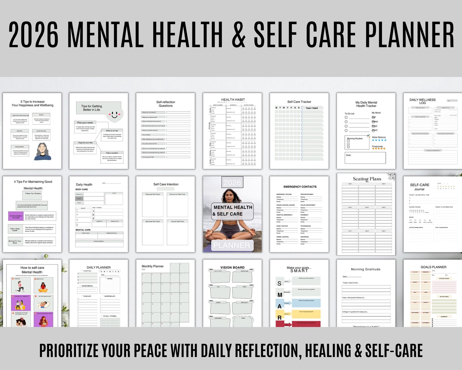 2026 Mental Health Planner Daily Wellness Journal Digital Download ...