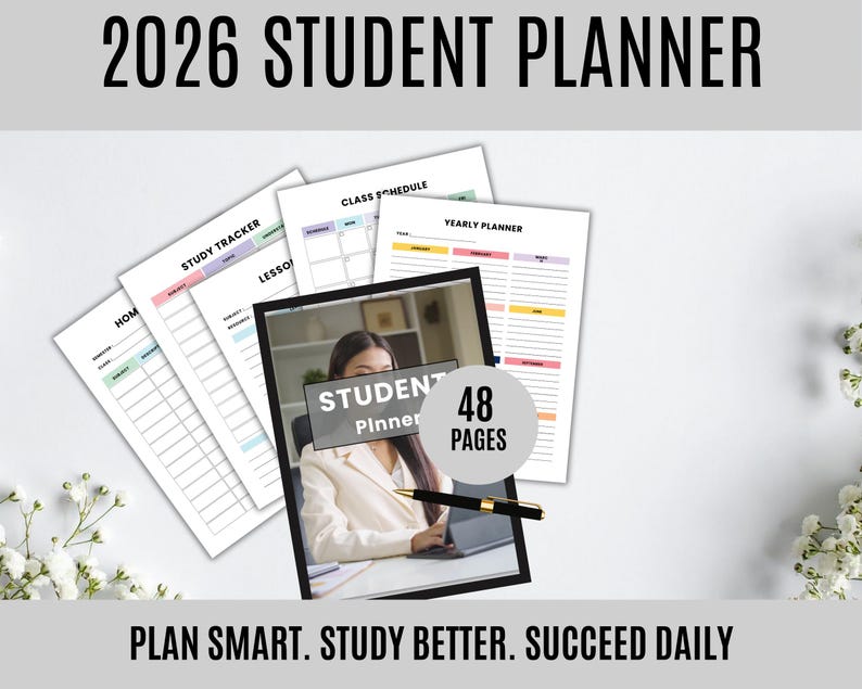 2026 Student Planner Digital Download Academic Planner for College High ...