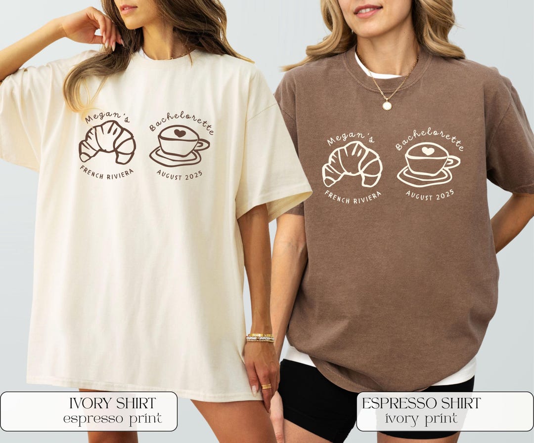 Coffee Croissant T-shirt: French Bachelorette Party Tee - Comfort ...