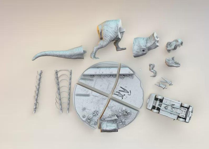 Jurassic Park STL File – T-rex Diorama 3D Print Model | Movie Scene ...