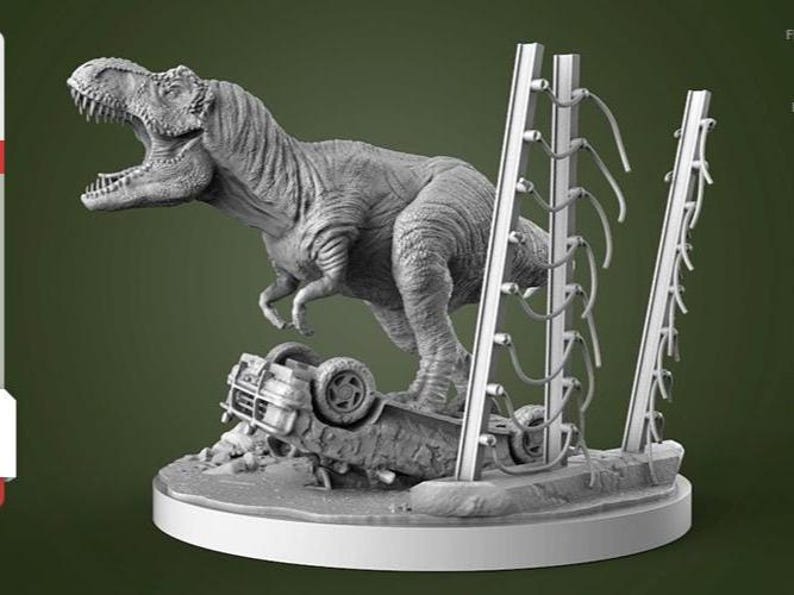 Jurassic Park STL File – T-rex Diorama 3D Print Model | Movie Scene ...