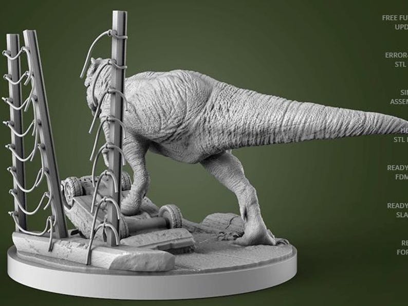 Jurassic Park STL File – T-rex Diorama 3D Print Model | Movie Scene ...