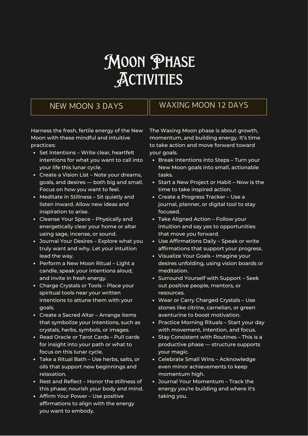 Moon Phase Journal | Printable Lunar Planner | New & Full Moon Ritual ...
