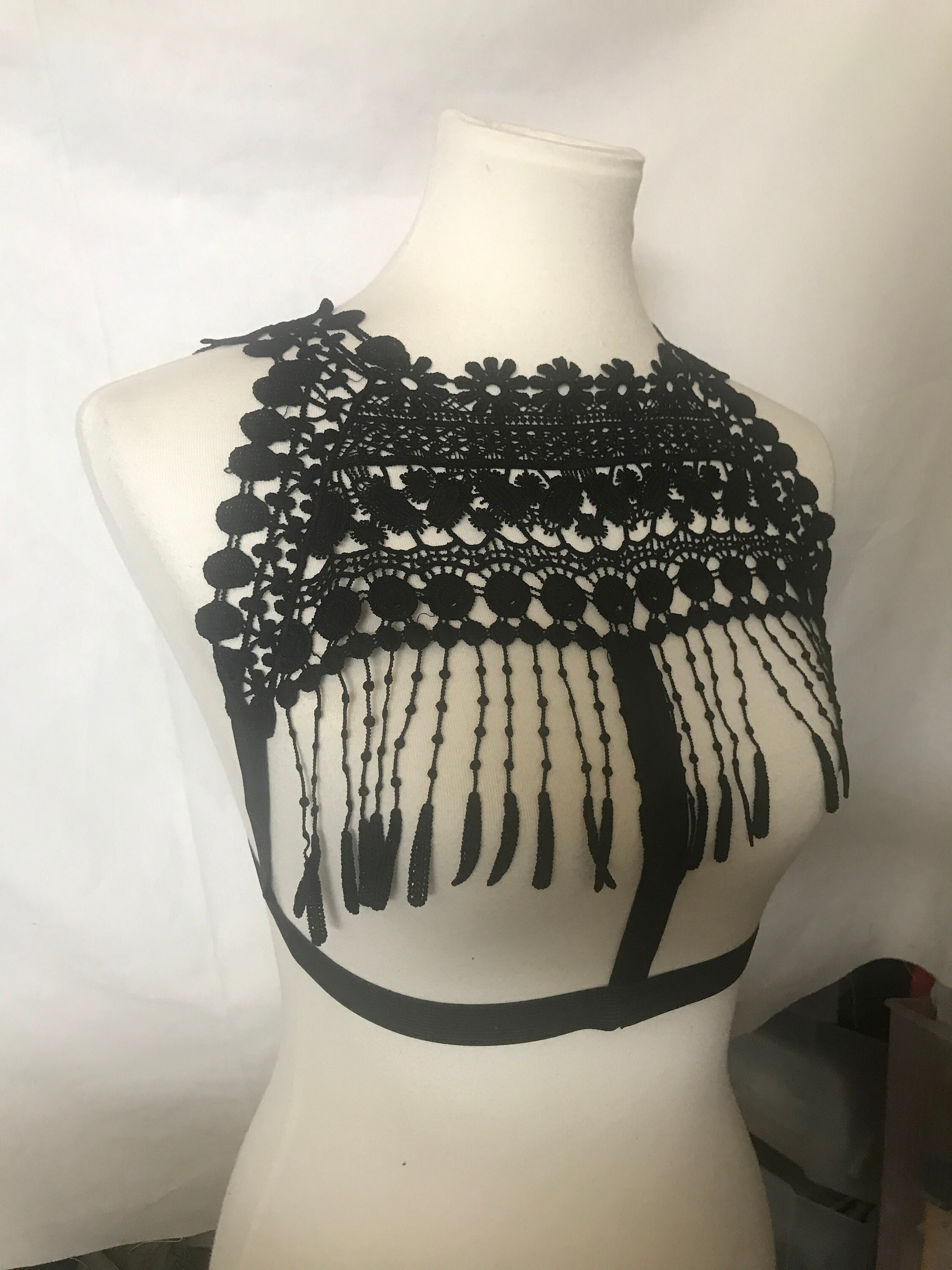 Black Lace Daisy Festival Harness Top - Etsy