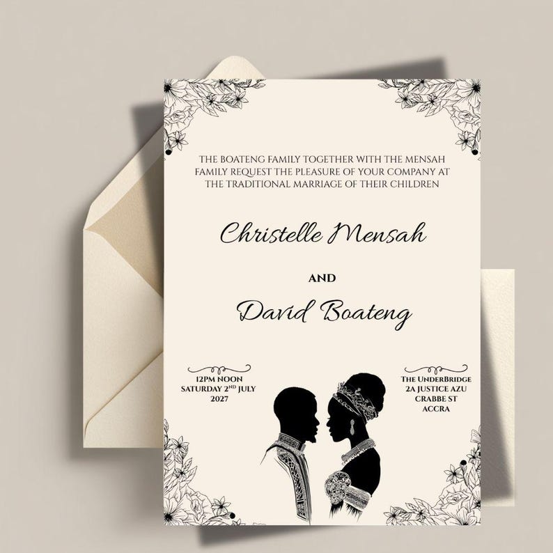 Elegant African Wedding Invitation Template: Editable Corjl Design ...