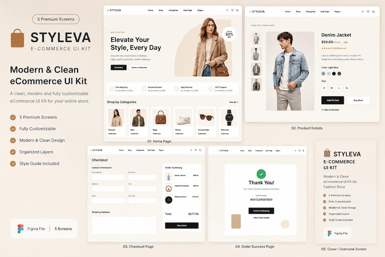 Ecommerce UI Kit | Figma, SVG Website Screens (digital Download) - Etsy