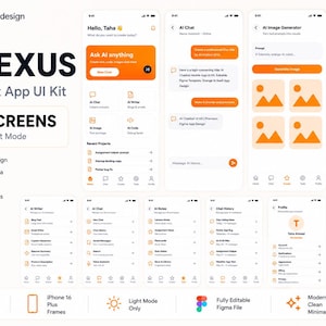 AI Assistant App UI Kit | Light Mode Figma Mobile Design (25 Screens ...