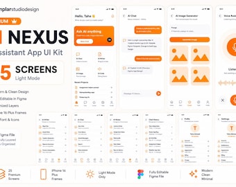 AI Assistant App UI Kit | Light Mode Figma Mobile Design (25 Screens ...