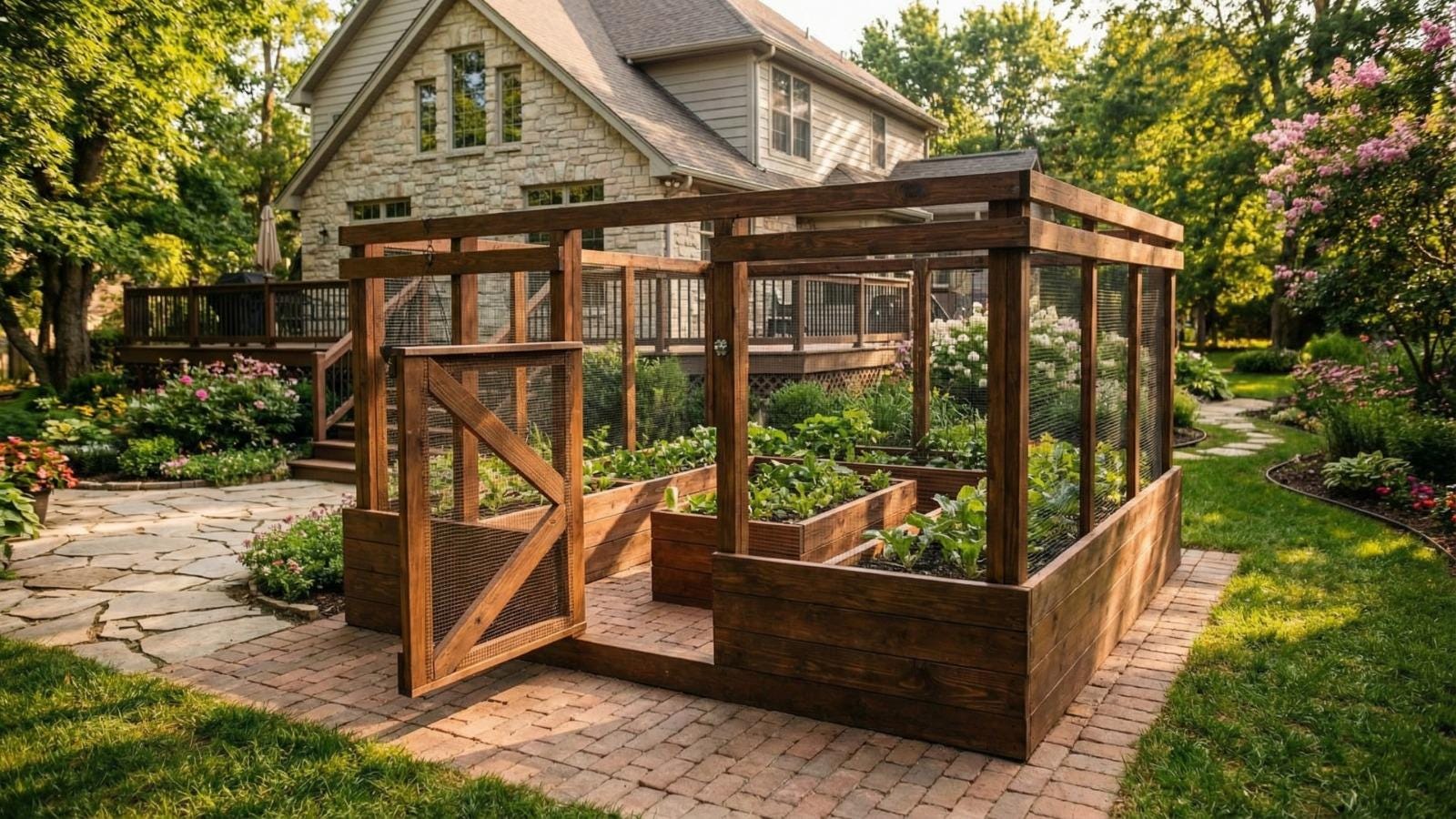 6x8 Garden Enclosure DIY Plans – Raised Bed Garden Fence With Door ...