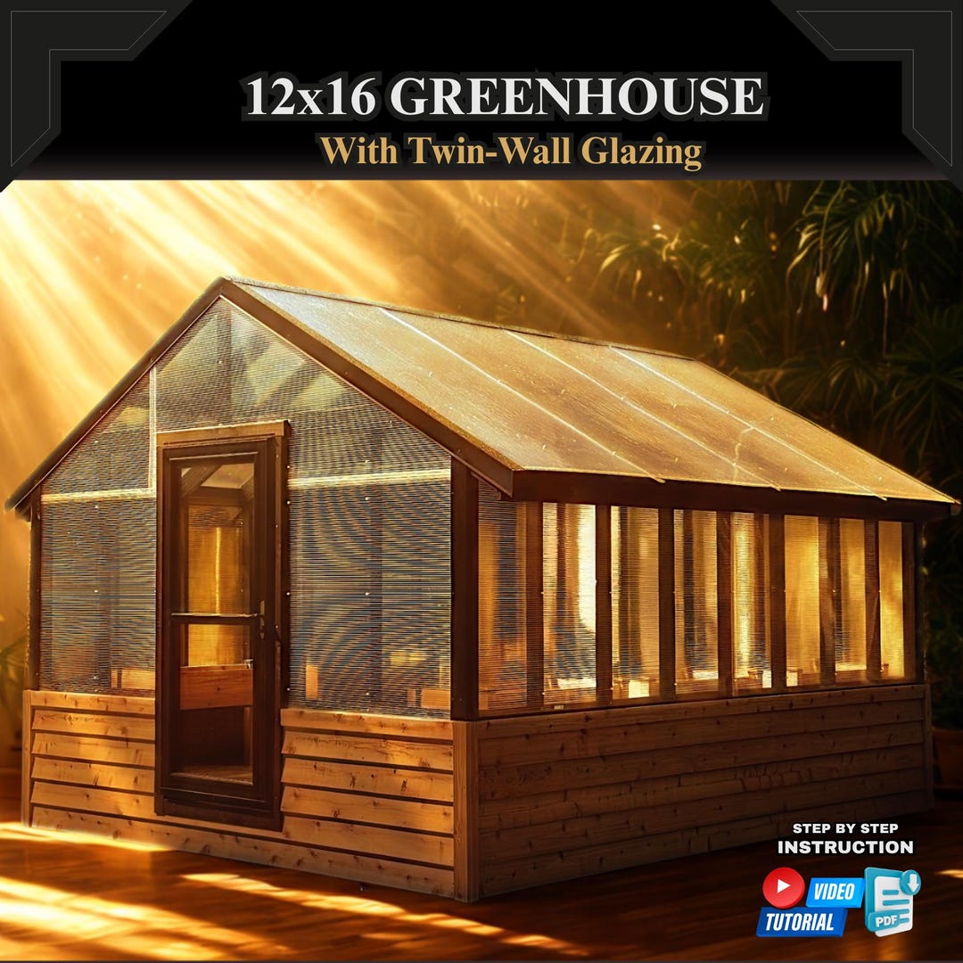12 X 16 Greenhouse Build Plans With Video Guide - Greenhouse Lean to ...