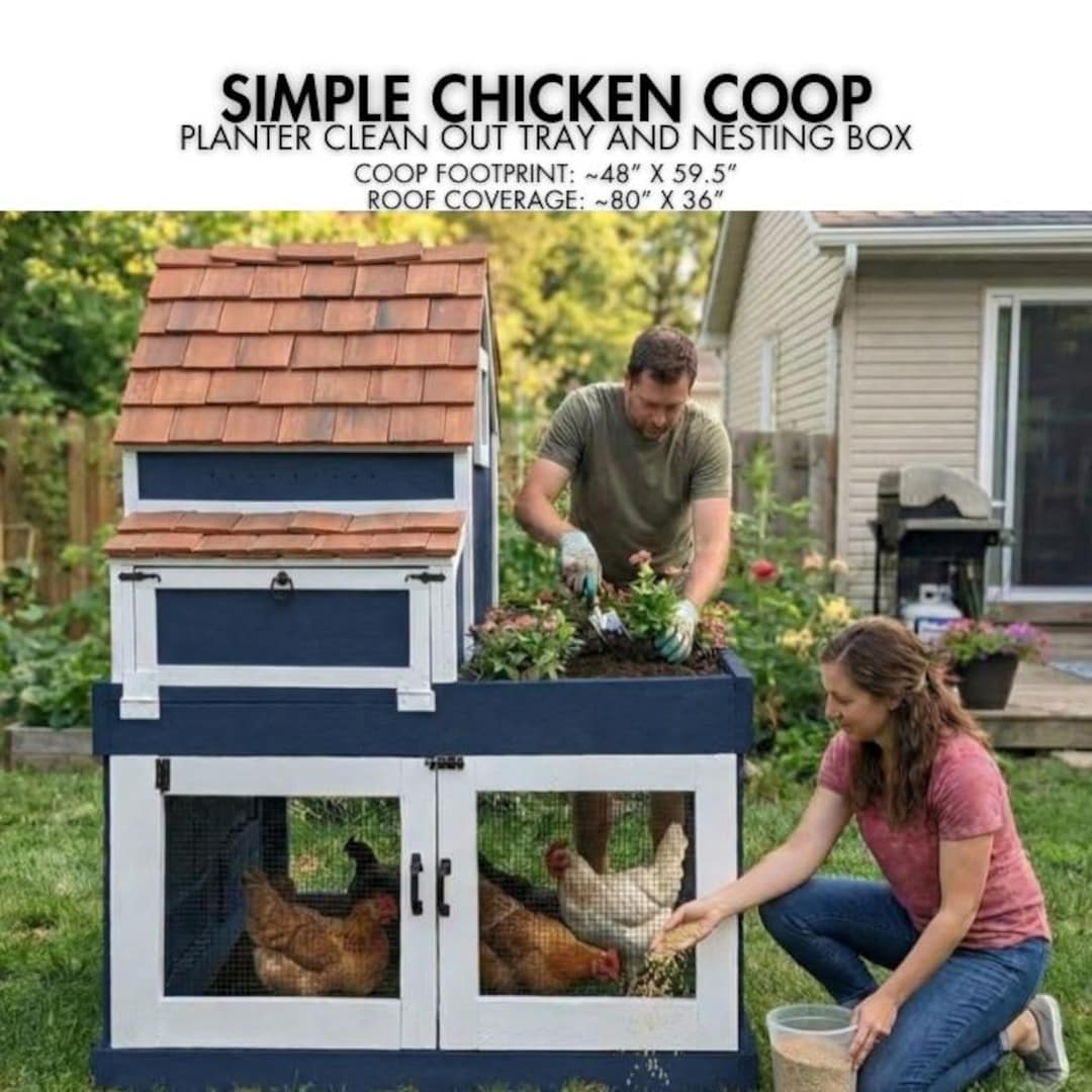 Small Chicken Coop DIY Plan – With Nesting & Planter Box (PDF) - Etsy