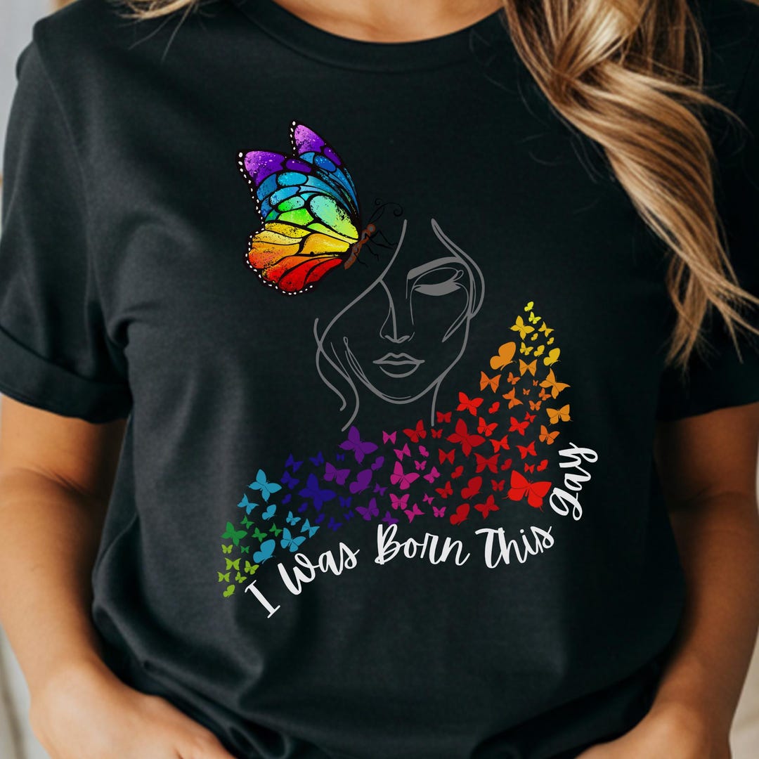 Rainbow Butterfly LGBTQ Pride Tee: Born This Gay Graphic T-shirt - Etsy
