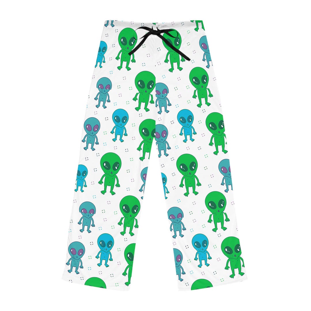 Cute Alien Pattern Pajama Pants | Green Blue Space Print - Etsy