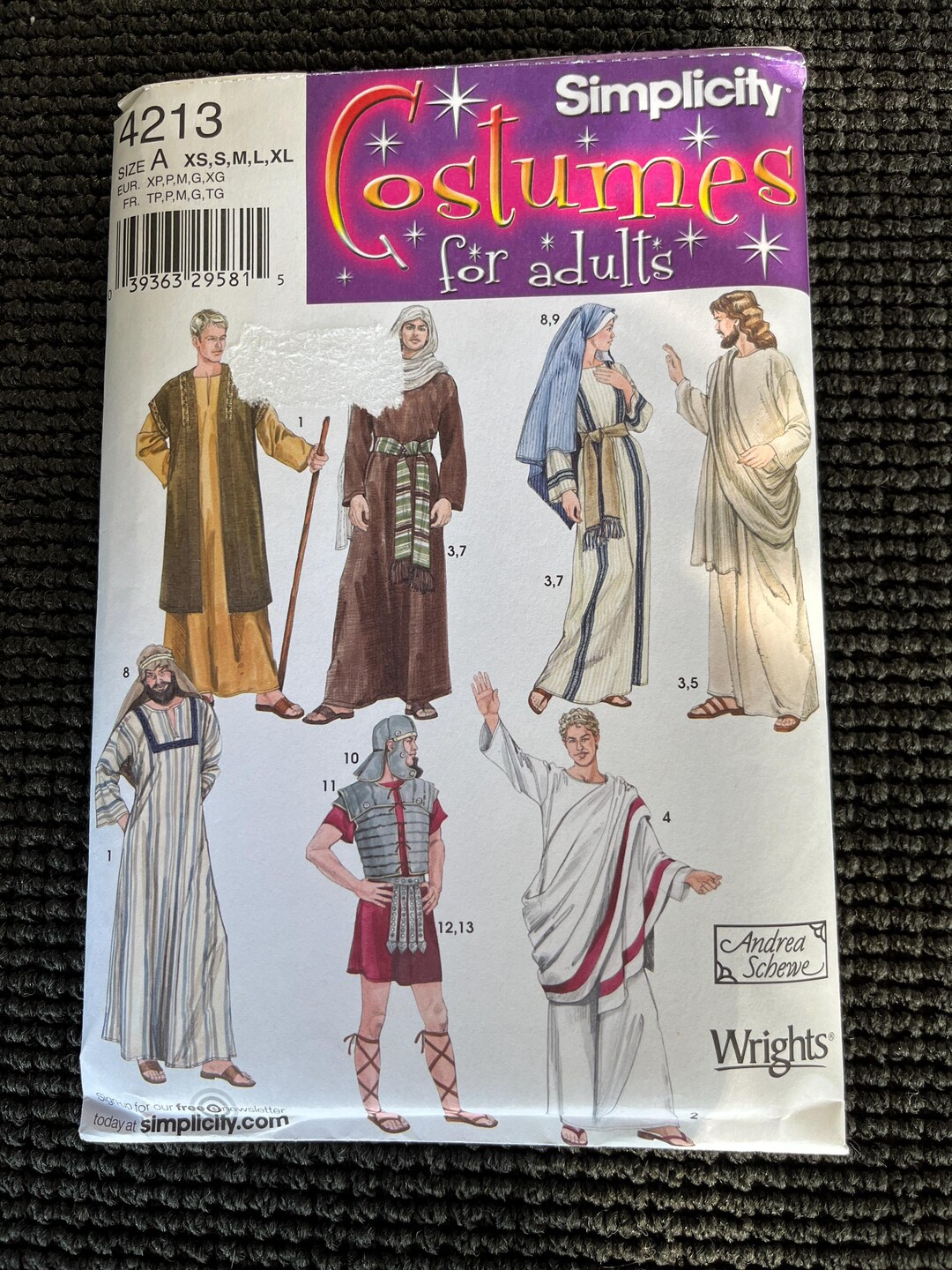 Simplicity 4213 Costume Sewing Pattern Biblical Roman Shepherd Tunic ...