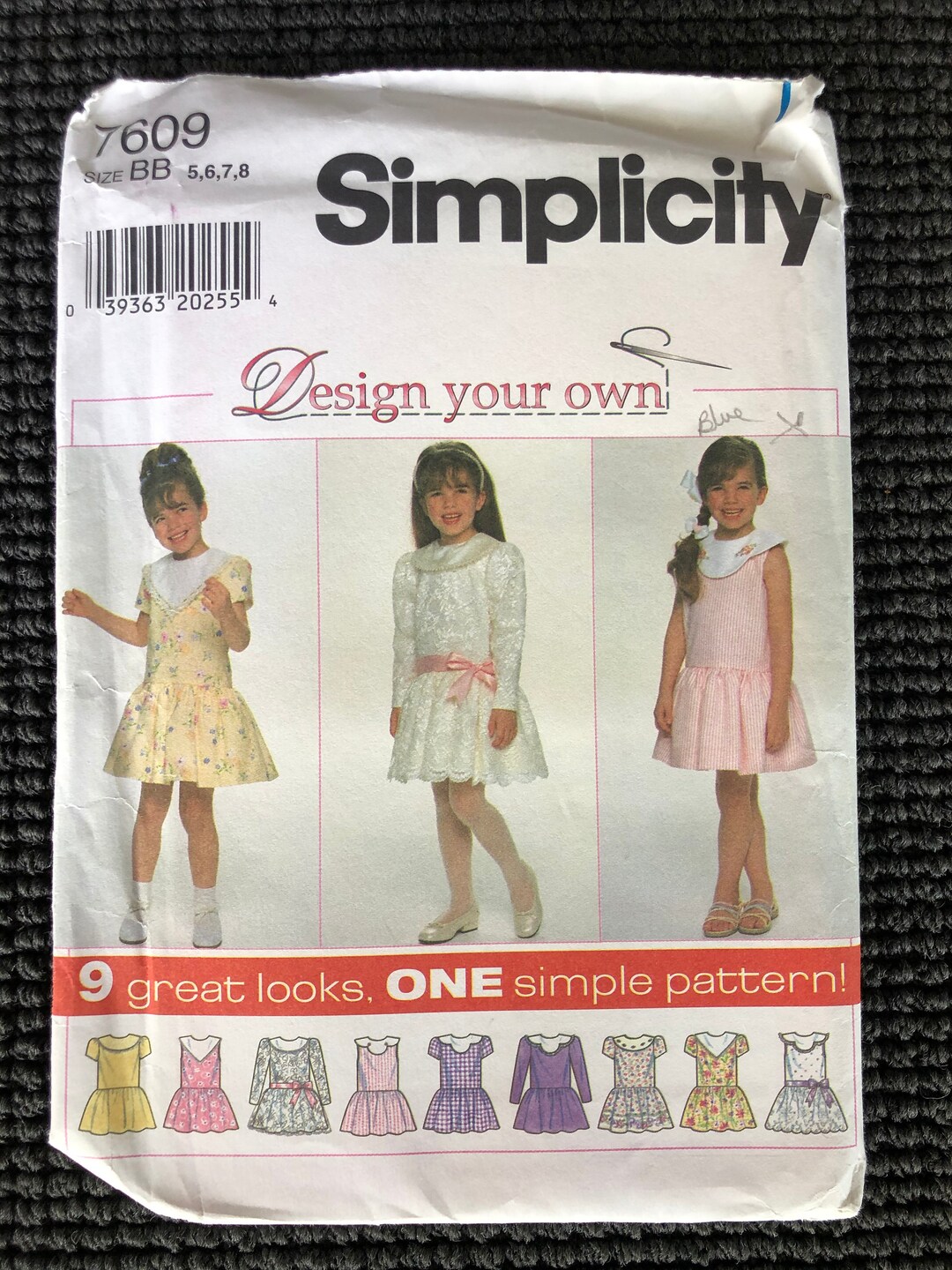 Vintage Simplicity 7609 Girl's Dress Sewing Pattern Size 5-8 UNCUT ...