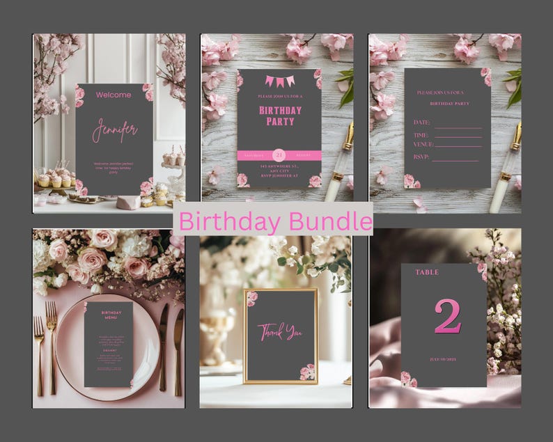Digital Birthday Template Digital Invitation Birthday Card - Etsy