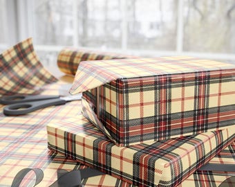 Plaid Wrapping Paper Black Brown Check Gift Wrap Roll for Holiday or ...