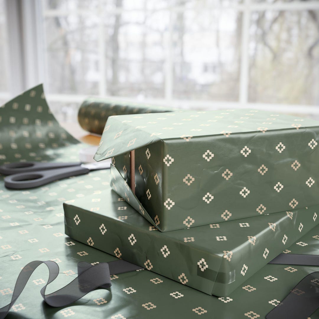 Earth Tone Geometric Wrapping Paper: Rustic Boho Gift Wrap - Etsy