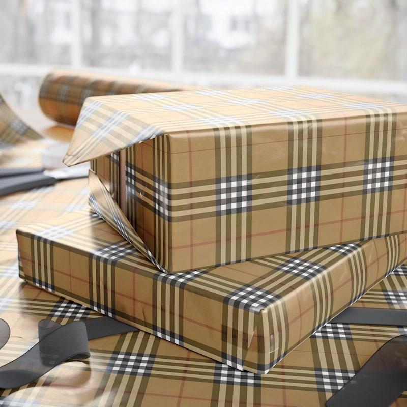 Neutral Plaid Wrapping Roll - Etsy
