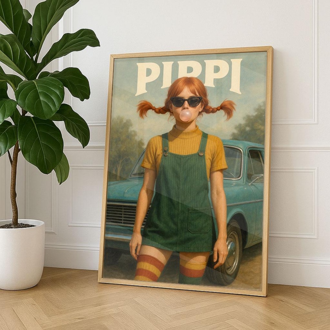 Retro Pippi Poster A4 A3 A2 Pippi Longstocking Picture Pippi ...