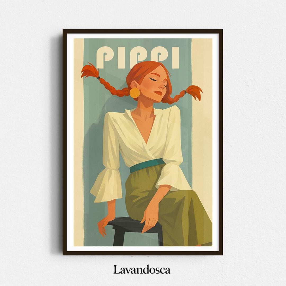 Pippi Longstocking Poster – Scandinavian Retro Wall Art | Pippi Print ...