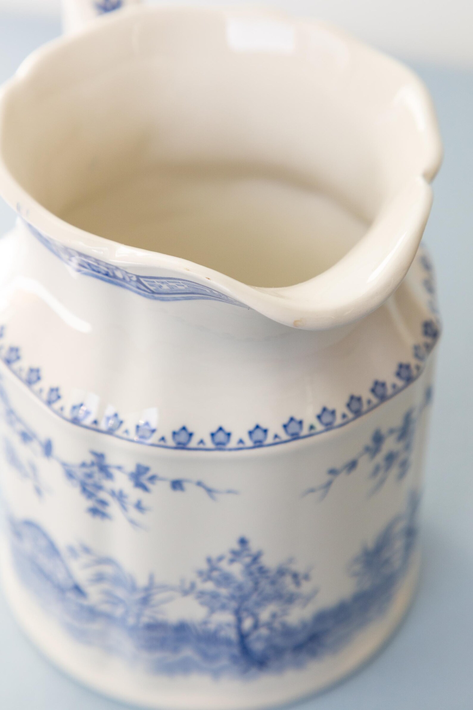 Furnival's Quail Antique Blue Transferware Pitcher - English Pottery ...