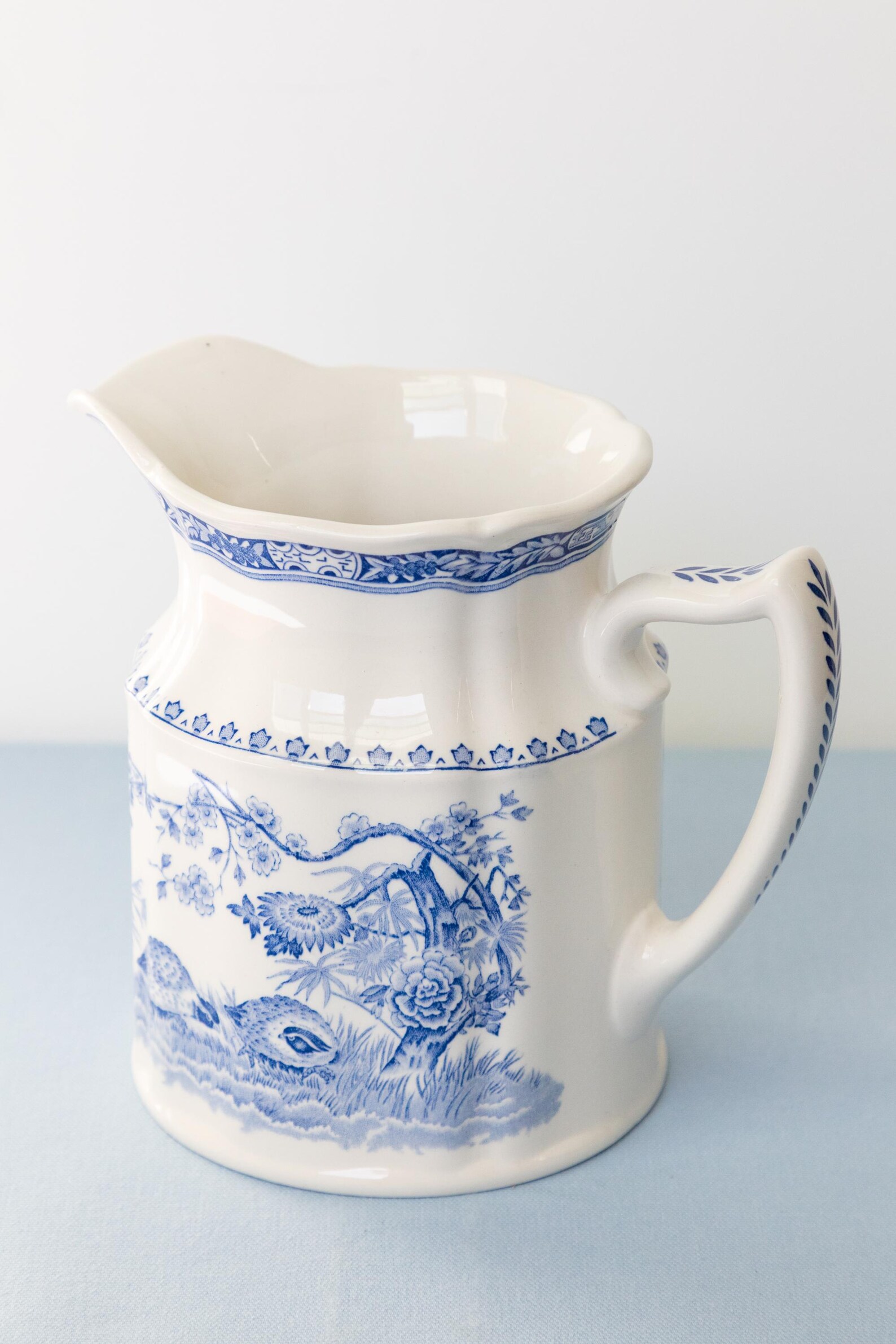 Furnival's Quail Antique Blue Transferware Pitcher - English Pottery ...
