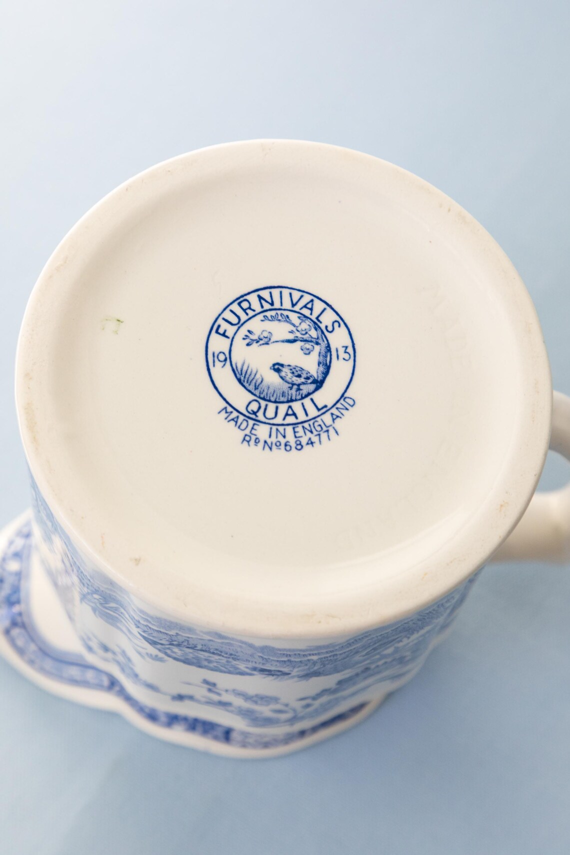 Furnival's Quail Antique Blue Transferware Pitcher - English Pottery ...
