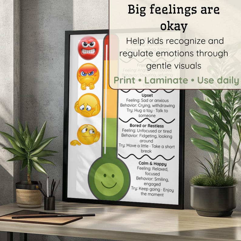 Editable Emotion Thermometer Poster – Visual SEL Tool for Autism and ...