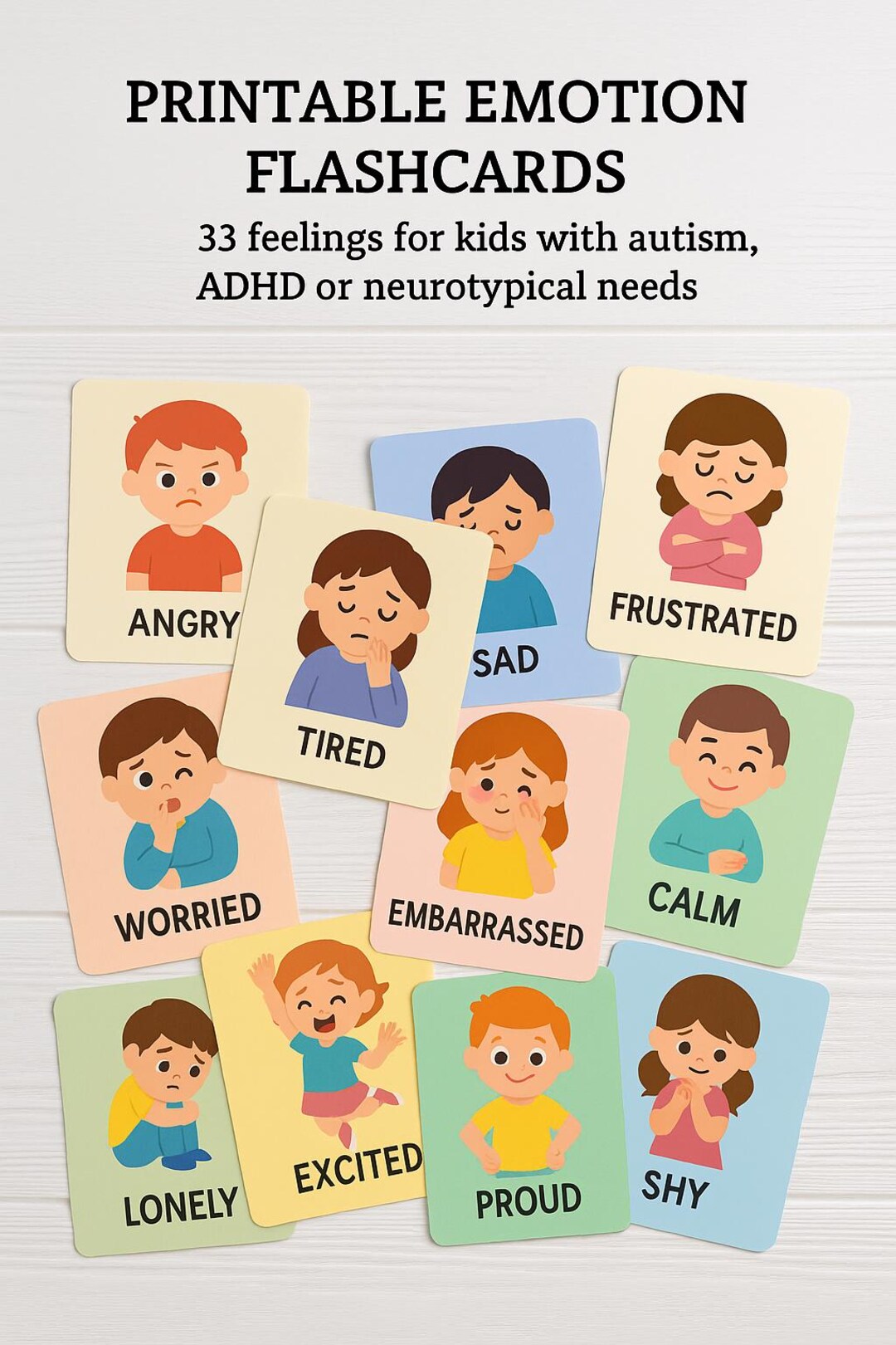 Editable & Printable Emotion Cards for Autistic and ADHD Kids. Support ...