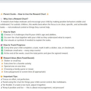 Editable Reward Chart for Autistic Kids | Printable Visual Schedule and ...