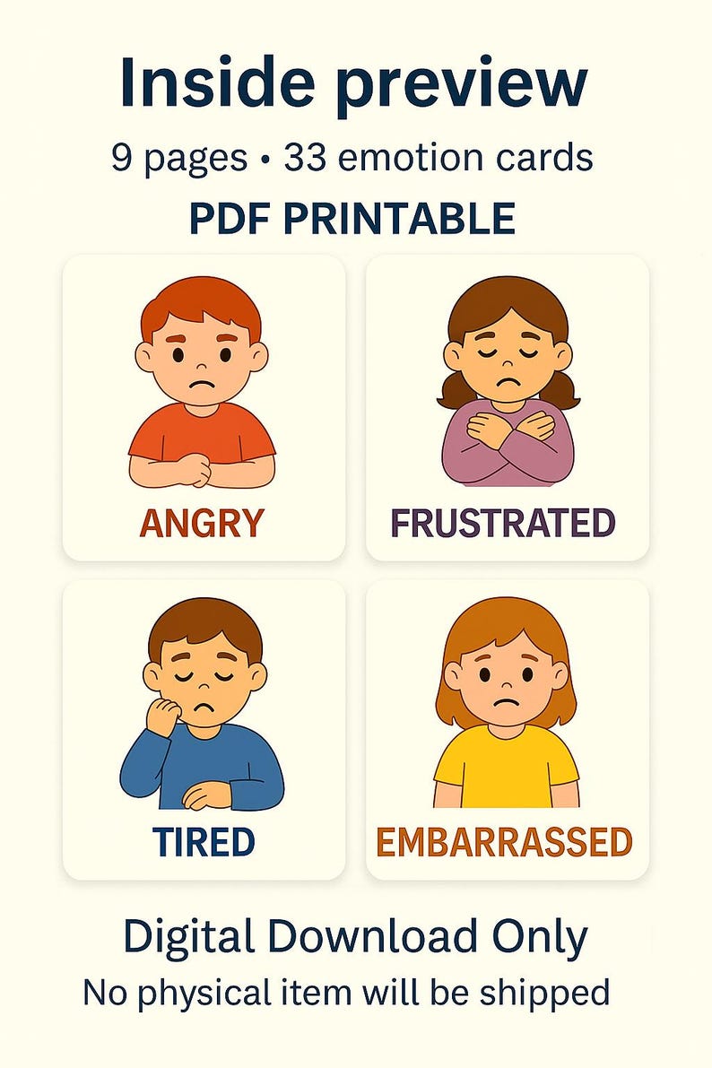 Editable & Printable Emotion Cards for Autistic and ADHD Kids. Support ...