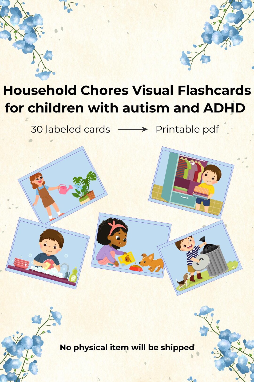 Editable + Printable Chores Flashcards for Kids | Visual Routine Cards ...