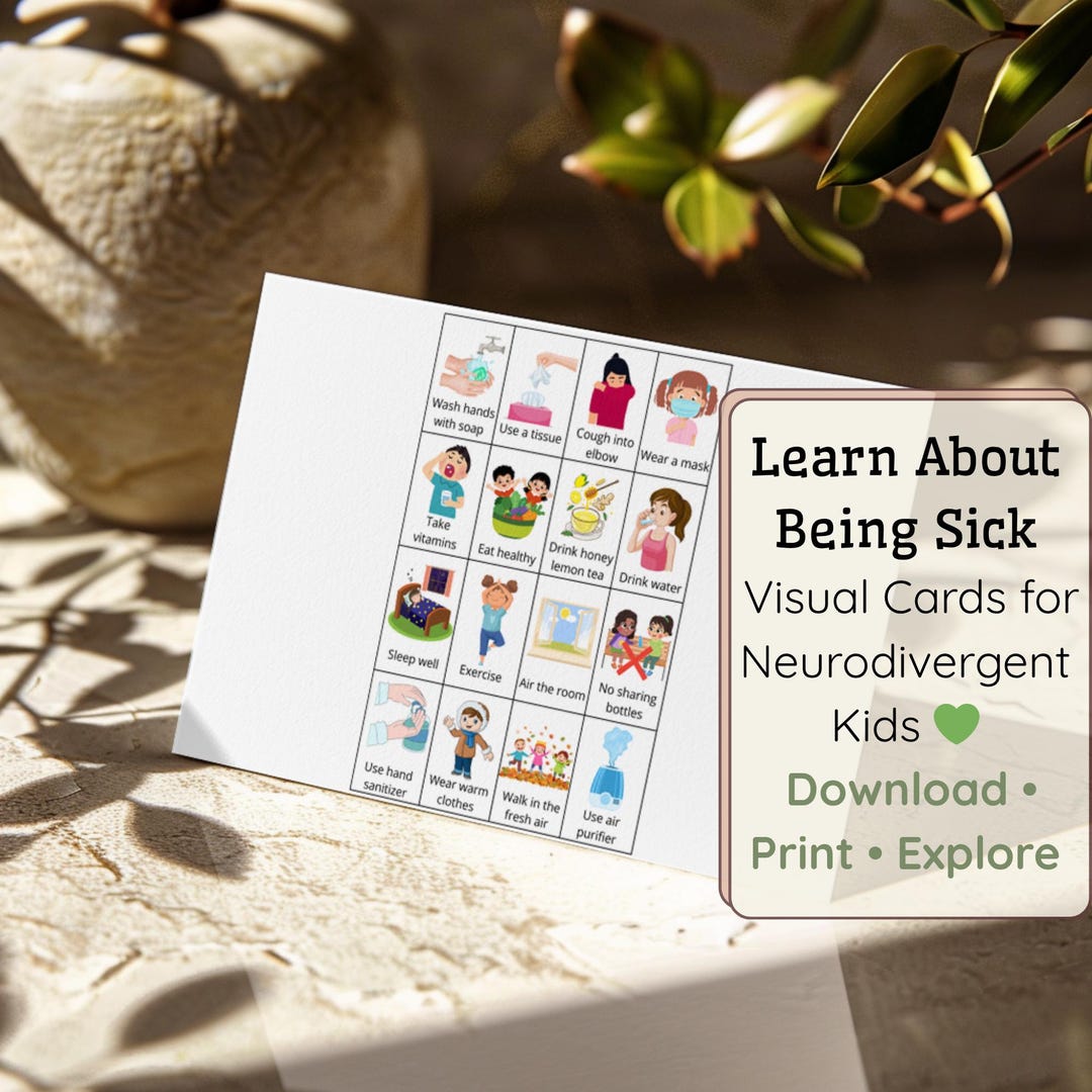 Visual Cards for Sick Kids: Symptoms, Prevention & Care (PDF) - Etsy