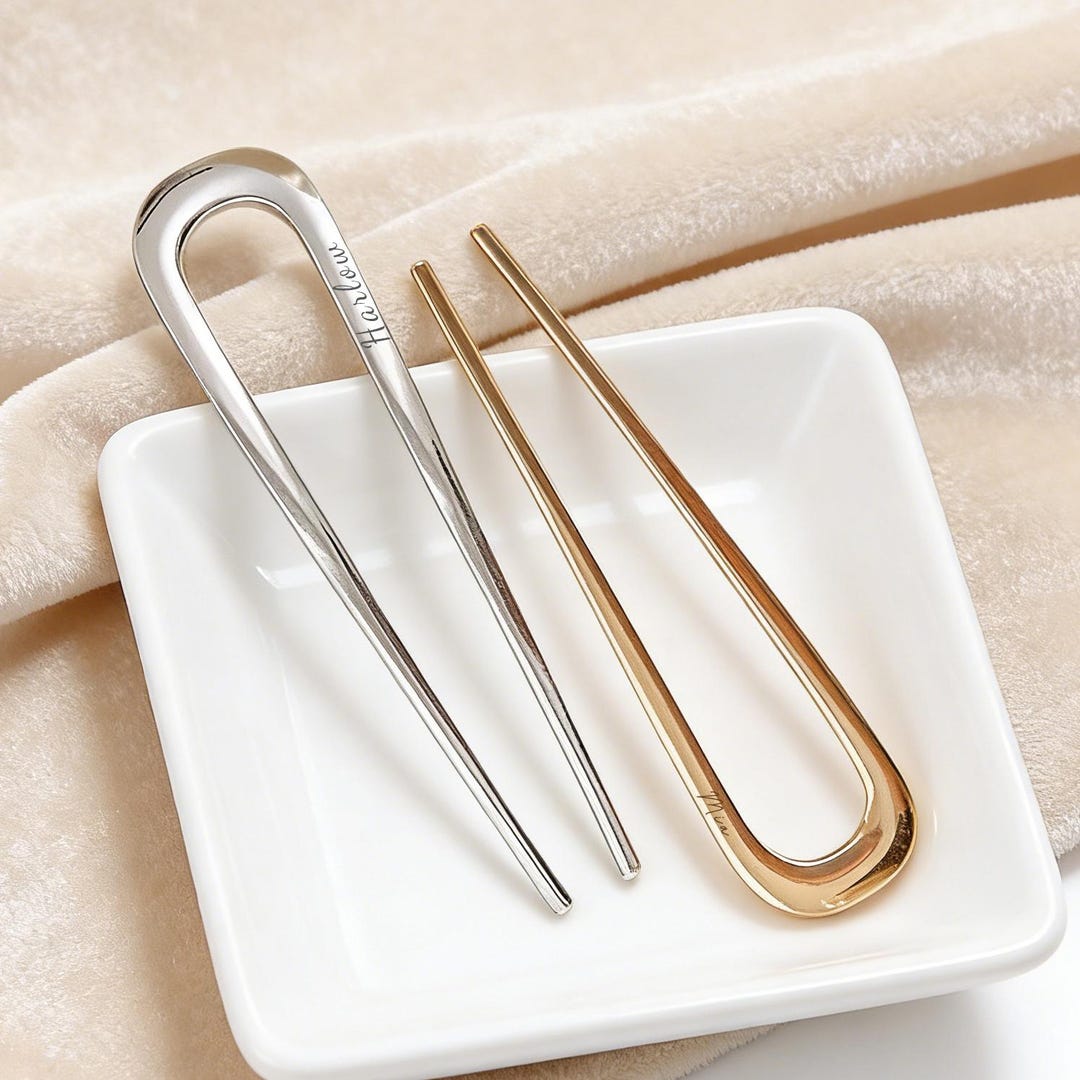 Personalized French Hair Pin With Name - Delicate Minimalist Hairpin ...