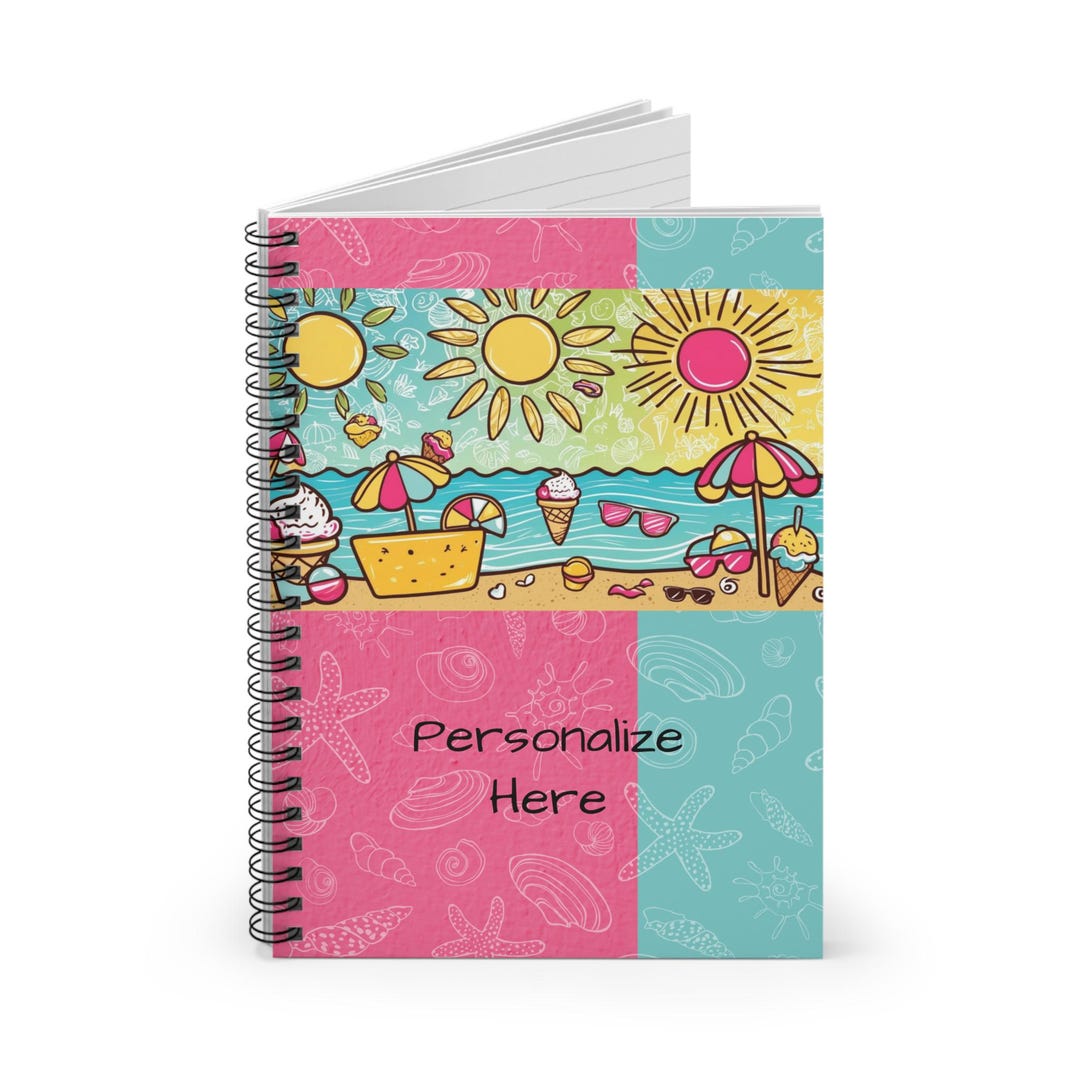 Personalized Beach Theme Spiral Notebook: Fun Summer Journal for Women ...