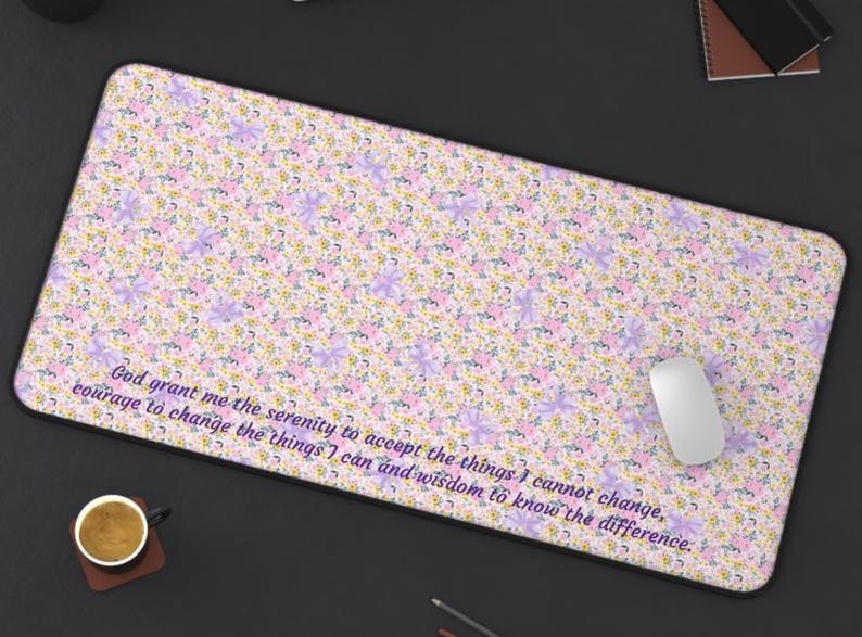 Personalized Floral Desk Mat: Custom Neoprene Office Decor - Etsy