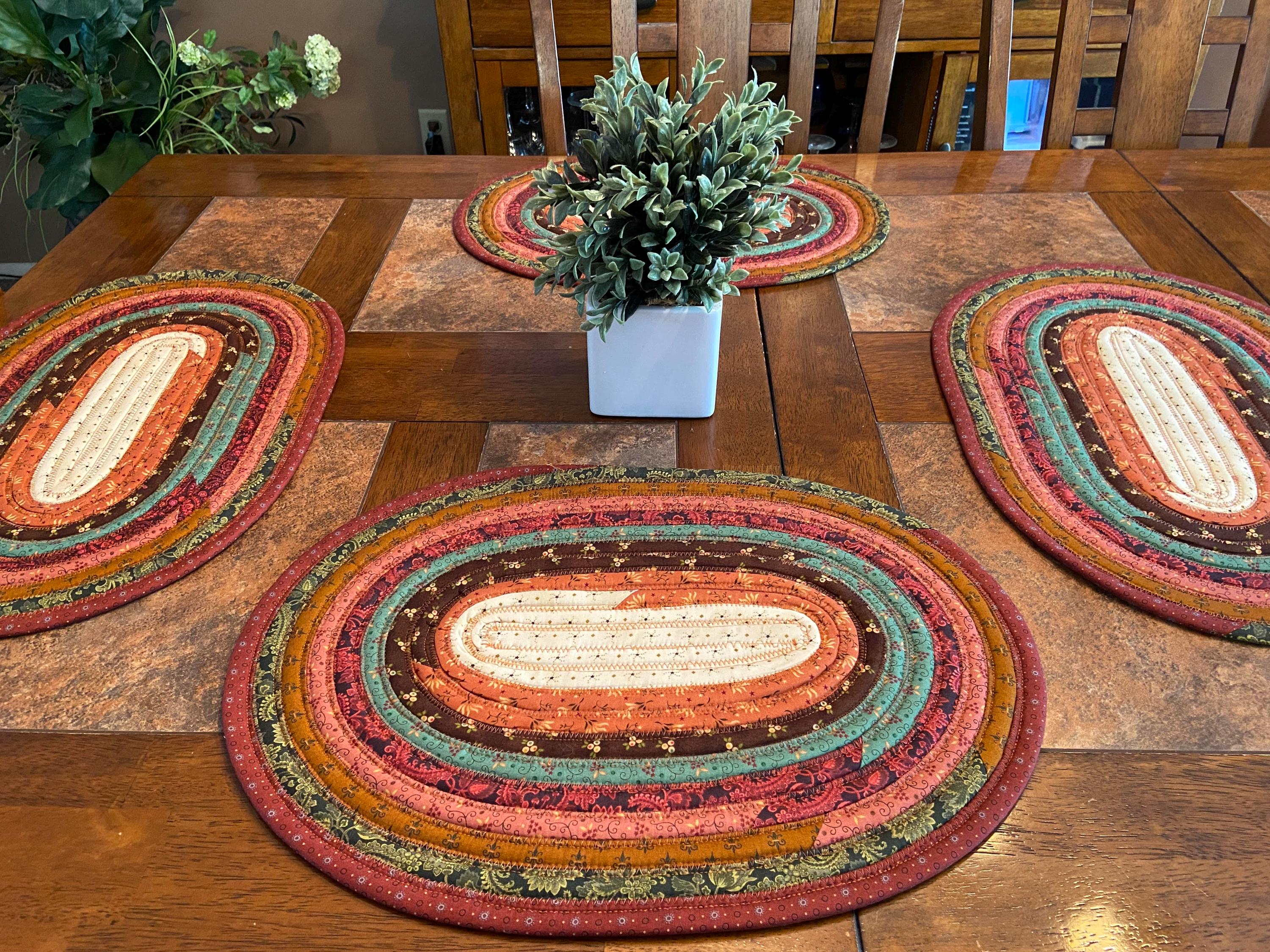 Jelly Roll Place Mats, Kim Diehl Fabric Home Decor, Handcrafted Place ...